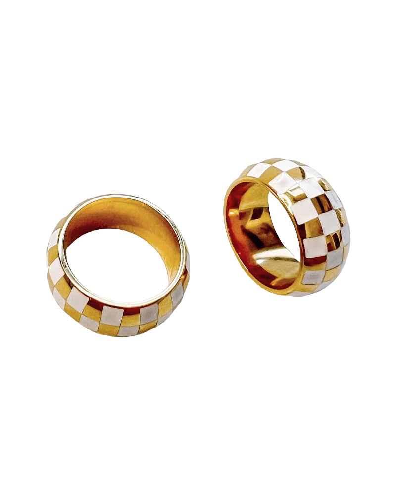 Ronnie White Gold Checker Ring - Beljoy Jewelry – BELJOY